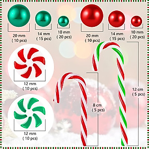 HTZNHXT 120 Pcs Christmas Vase Filler, Green Red Candy Cane Pearl Beads, Faux Pearls for Vase Home Table Party Decor