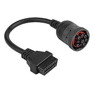 Maxmartt Obd2 9 Pin Adapter,Truck Diagnose Interface Female 16 Pin OBD2 9 Pin Adapter Cable for Automotive Diagnostic Tool