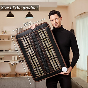 FENCHOLIST Far Infrared Heating Pad, Natural Jade and 2 Different Tourmaline Heating Pad, Electric Heating Pads for Back Neck Shoulders and Abdomen, Auto Shut Off Function, 30.7" X 20.8"