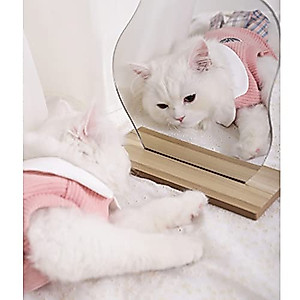 Anelekor Cute Cat Sweater Dresses with Necktie Decor Pet School Uniform Costume Puppy Spring Autumn Outfit Soft Knitted Skirt Shirts for Cat Rabbit Small Medium Dogs (X-Small, Pink)