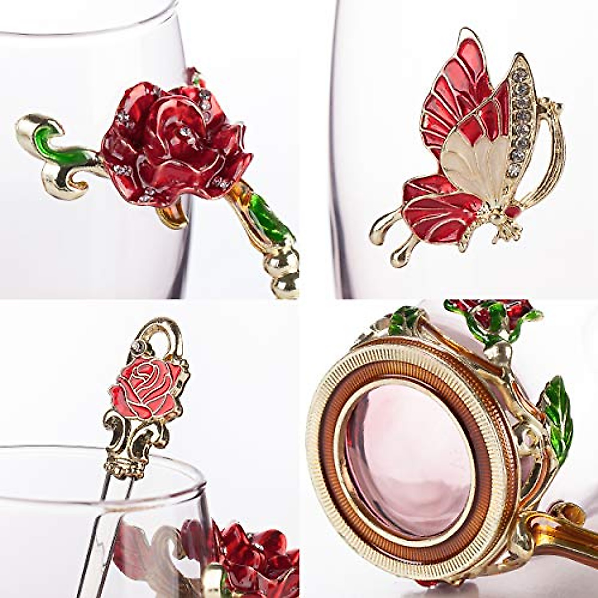 BTaT- Tea Cups, Pack of 2, Glass Tea Cup, Tea Cup, Fancy Tea Cups, Gifts for Women, Tea Mugs for Women, Flower Tea Cup, Blown Glass, Tea Cup Gift, TeaCup, Tea Sets for Women, Mother's Day Gift