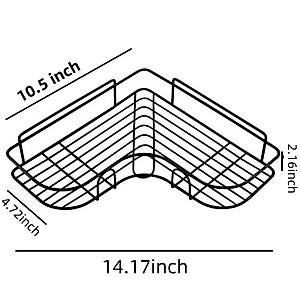 Generic Bathroom kitchen Punch Corner Frame Shower Shelf Wrought Iron Shampoo Storage Rack Holder with Suction Cup bathroom accessories, Corner/Shelf/Rack/Storage Organizer (Black(1pc))