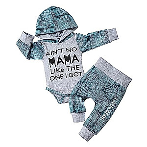 Von kilizo Baby Boy Clothes 6-9 Months AiN'T No Mama Like The One I Got Long Sleeve Hoodies Sweater Pant Sets Infant Baby Boy Outfits 6-9 Months