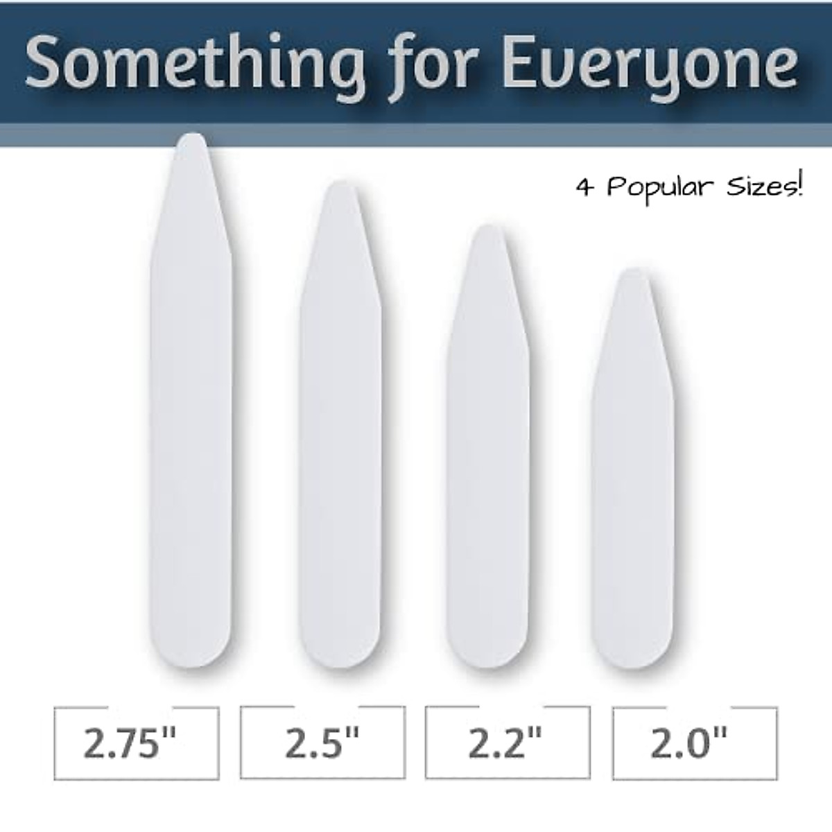 60 Plastic Collar Stays for Men's Dress Shirts - Dress Shirt Collar Inserts Collar Tabs in 4 Sizes- Plastic Collar Stays for Men with Collar Stay Holder