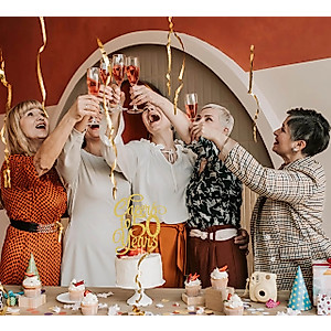 AHAORAY Cheers to 50 Years Cake Topper - Gold Glitter 50th Birthday Cake Decorating Supplies, Perfect for 50th Anniversary or Fifty Birthday Party, Photo Booth Props