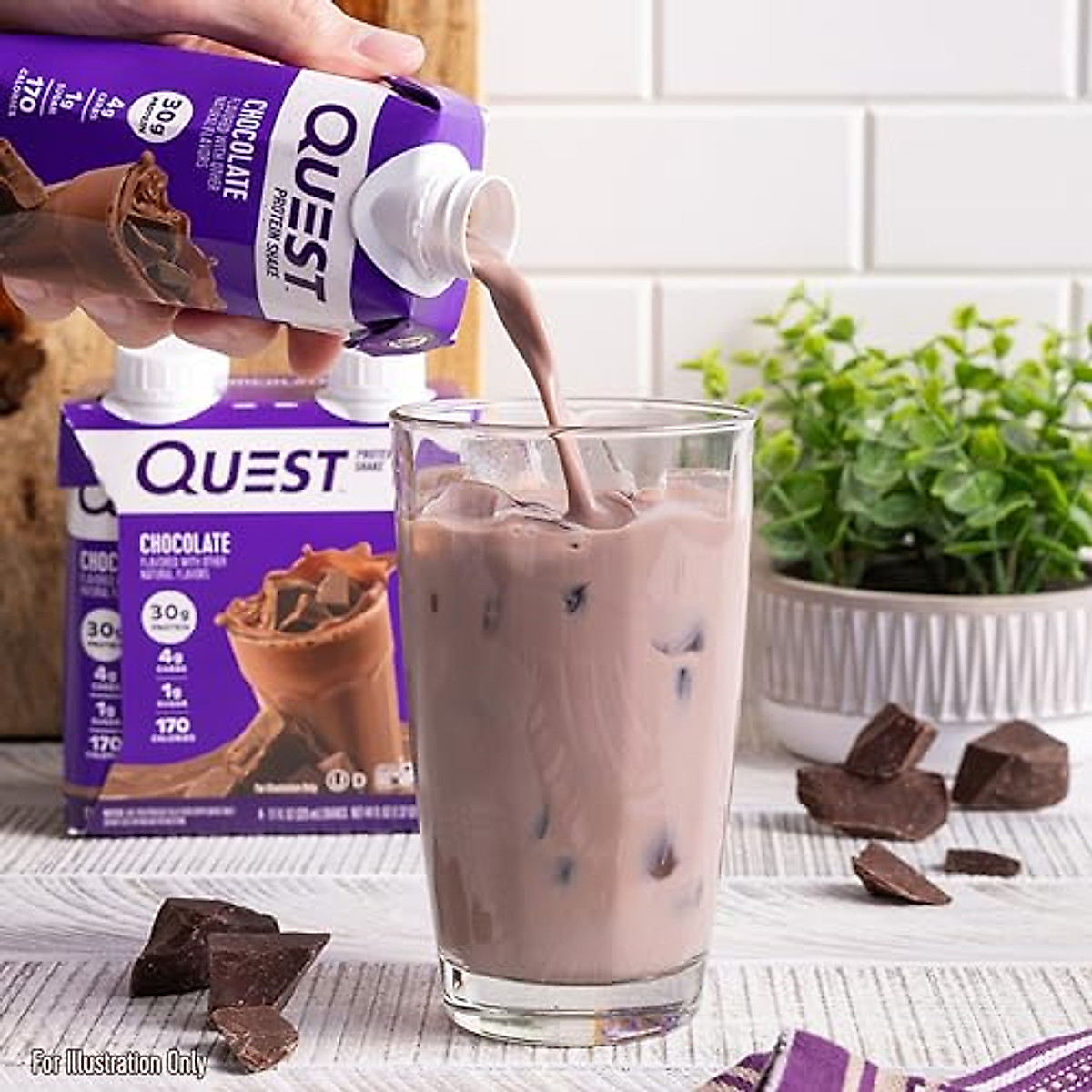 Quest Nutrition Ready To Drink Chocolate Protein Shake, 30g Protein, 4g Net Carbs, Gluten Free, Keto Friendly, 11 fl oz - Pack of 12
