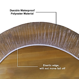 FGSAEOR Round Tablecloth, Vinyl Fitted Table Cover with Flannel Backing Elastic Edge, Waterproof Wipeable Patio Table Cloths for Round Table (56 Inch Round Tight Fit, Clear)