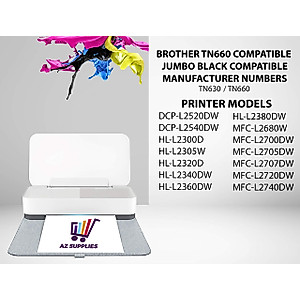 AZ Supplies Compatible Toner Cartridge Replacement for Brother TN660 JUMBO BLACK TN630 DCP-L2520DW-L2540DW HL-L2300D-L2305W-L2320D-L2340DW-L2360DW-L2380DW MFC-L2680W-L2700DW/05DW/07DW/20DW/40DW 8 Pack