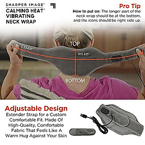 Calming Heat Neck Wrap by Sharper Image Personal Electric Neck Heating Pad with Vibrations, 3 Heat & 3 Vibration Settings- 9 Relaxing Combinations
