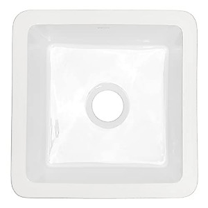 Sinkology P800-B36 Eden Undermount 18 in. Single Bowl Bar/Prep Strainer Drain Fireclay Kitchen Sink Kit, Crisp White