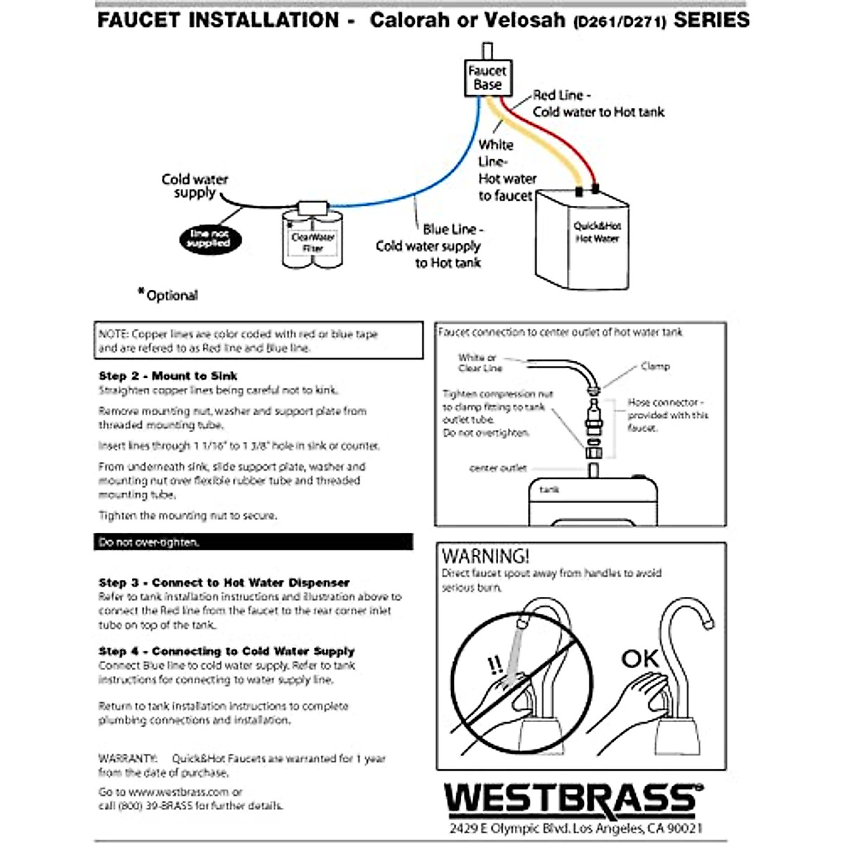 Westbrass CO140-12 Develosah 9" 2-Handle Hot and Cold Water Dispenser Faucet Kit with Filter, Kitchen Sink Strainer & Disposal Trim Set, Oil Rubbed Bronze