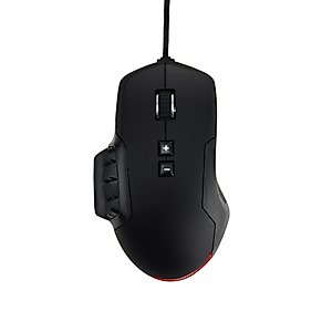A ADWITS MMO Programmable Gaming Mouse, Pixart True 10000 DPI Sensor, Ergonomic Design with Customizable 17 Buttons, LED Light, 4 x 5g Weights and Polling Rate Up to 1000 Hz, Black