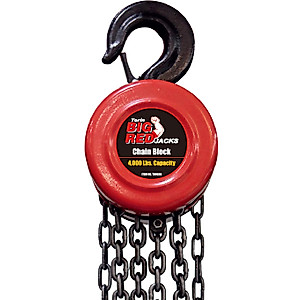 BIG RED TR9020 Torin Manual Hand Lift Steel Chain Block Hoist with 2 Hooks, 2 Ton (4,000 lb) Capacity, Red