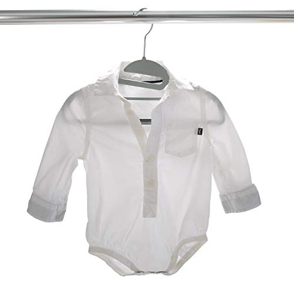 Simplify Kids 12 Pack Collar Ultimate Hangers, Non Slip Slim Space Savers, No More Stretching Baby Clothes, Light Grey (3229-LGREY)