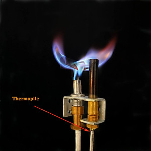 MENSI Propane Natural Gas Fireplaces, Deep Fryer, Frying Furnace Pilot Burner Assembly Replacement Parts 750 Millivolt Thermopile Generators (24" Glass Fiber Wire)