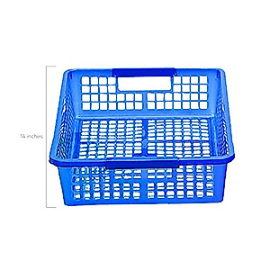 Plastic Organization Storage Baskets for Kids - Set of 6 Bins with Handles - Classroom Teacher and Supplies - Basket Size - 13" x 9 3/4" x 3"