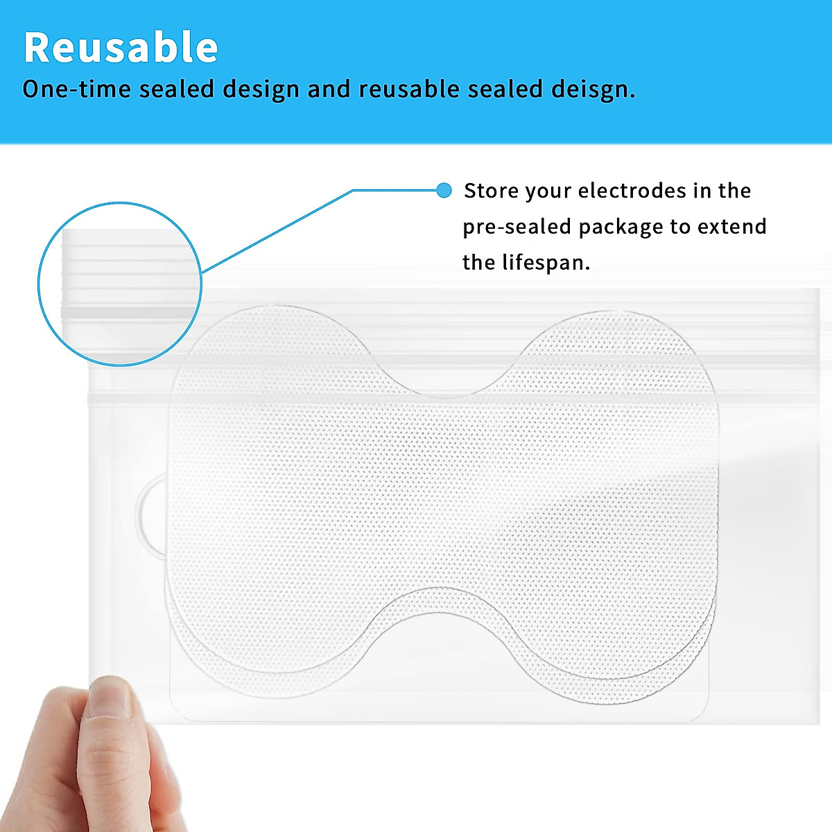 TENS Unit Replacement Pads - Pack of 6 Extra Large Butterfly Shaped Electrode Squares