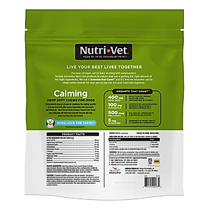 Nutri-Vet Hemp Calming Soft Chews for Dogs- with Chamomile and Melatonin - Peanut Butter & Honey Flavor - 12.7 Ounces