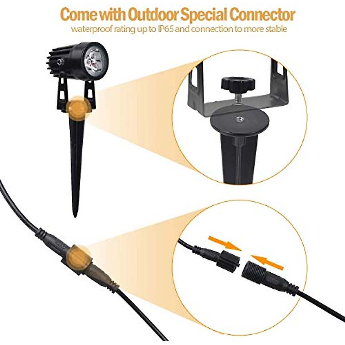 T-SUNUS Solar Garden Spotlight Outdoor, 4-in-1 Solar Spot Lights IP65 Waterproof 9.8ft Cable, 5W Separated Solar Panel, Auto On/Off for Tree Patio Yard Driveway Pathway Pool Area(Warm White 3000K)