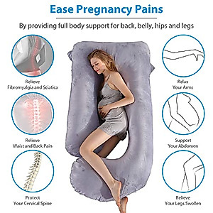 Victostar Pregnancy Pillow,57 inches U Shaped Maternity Pillow with Removable Cover Full Body Pillow Support for Back, Hips, Legs, Belly (Dark Gray)