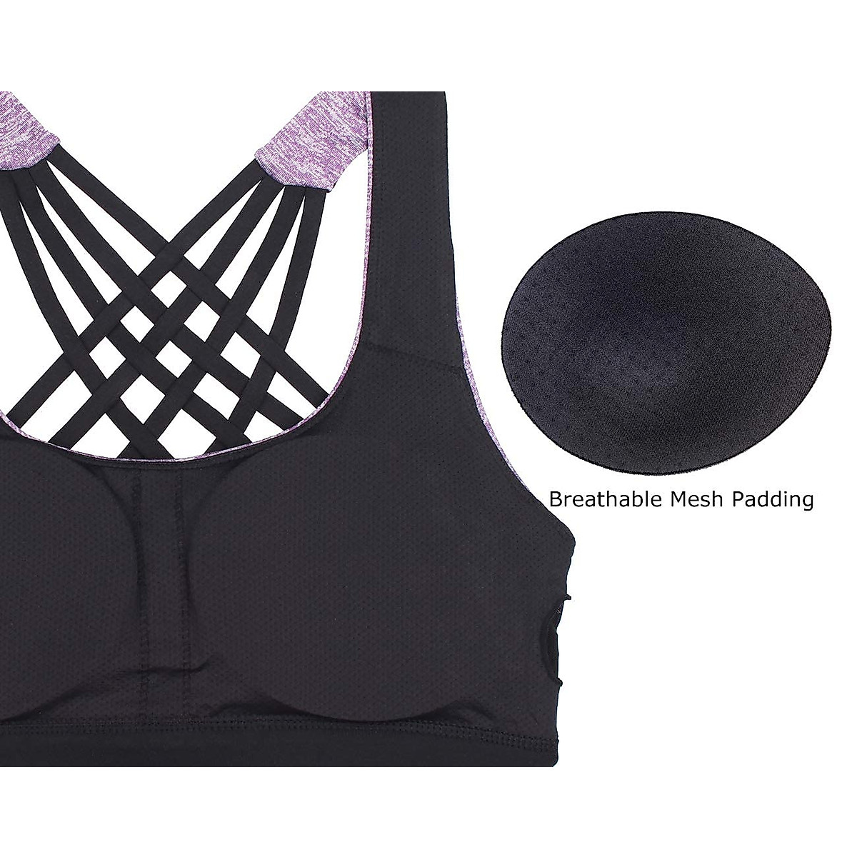 icyzone Yoga Tops Workouts Clothes Activewear Built in Bra Tank Tops for Women (S, Lavender)