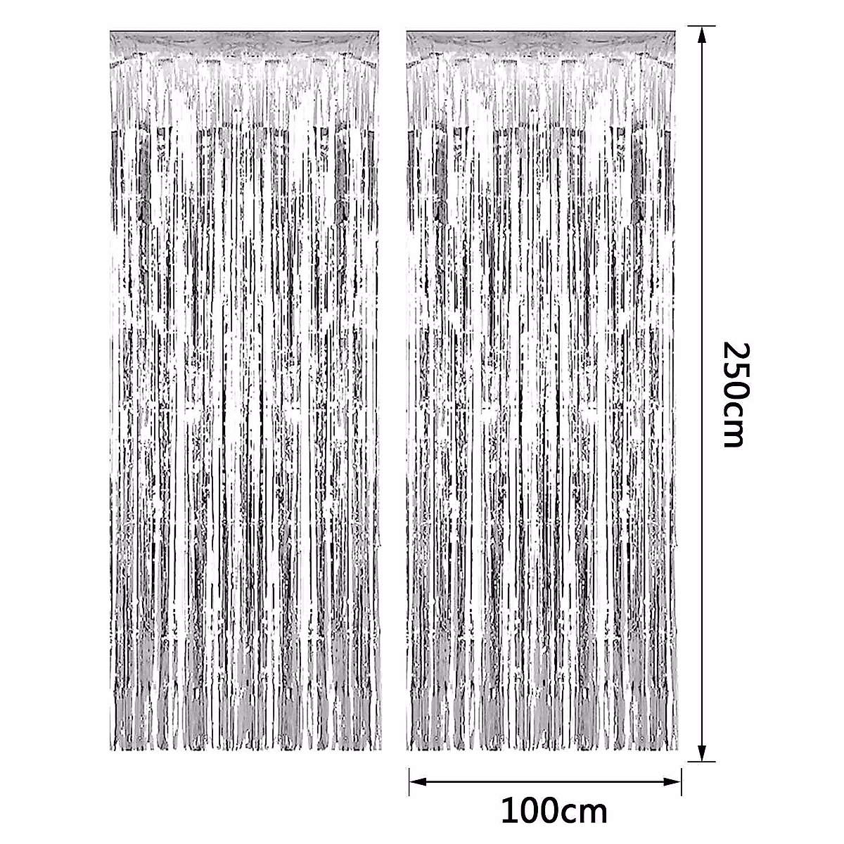 Sumind 8 Pack Foil Curtains Fringe Curtains Tinsel Backdrop Metallic Curtains for Birthday Wedding Party Photo Booth Decorations (Silver)