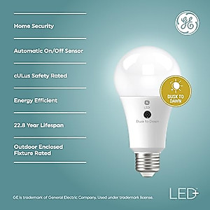 GE LED+ Dusk to Dawn A21 LED Light Bulbs, Automatic On/Off Outdoor Light, Soft White, 13W (3 Pack)