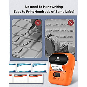 Phomemo M110 Mini Label Maker with 3 Rolls 1.57''x3.15'' (40x80mm)-Thermal Label Printer Maker for Barcode, Clothing, Jewelry, Retail, Mailing, Business, Compatible with Android & iOS, Orange