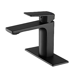 VOTON Black Bathroom Faucet Single Hole Bathroom Sink Faucet Modern Vanity Faucet, One Hole 3 Hole with Deck Plate, RV Camper Lavatory Bathroom Faucet