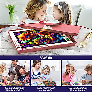 Stalente Diamond Painting Kits for Adults, 5D DIY Diamond Art Kits for Beginners Round Full Drill Diamond Painting for Home Wall Decoration Gift 12×12inch, Sunflower
