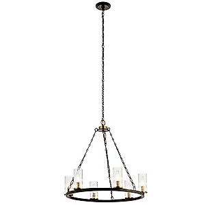 KICHLER Mathias 23" 6 Light Chandelier with Clear Ribbed Glass in Olde Bronze