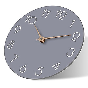 cicininc Wall Clock - Grey Wall Clocks Battery Operated, Modern Silent Wall Clocks Non-Ticking - Small Decorative Clock for Bedroom Kitchen Bathroom Office Living Room (10" Gray)