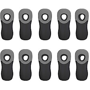 COOK WITH COLOR Set of 10 Chip Bag Clips with Magnet- Rubber Bag Clip with Airtight Seal, Kitchen Storage Clips for Organizing and Sealing Needs (Black)