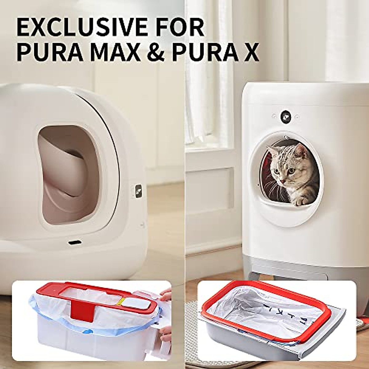 PETKIT PuraX PuraMax Replaced Waste Bags-5 Rolls, Portable Cat Litter Waste Receptacles Bags for Self-Cleaning Cat Litter Box