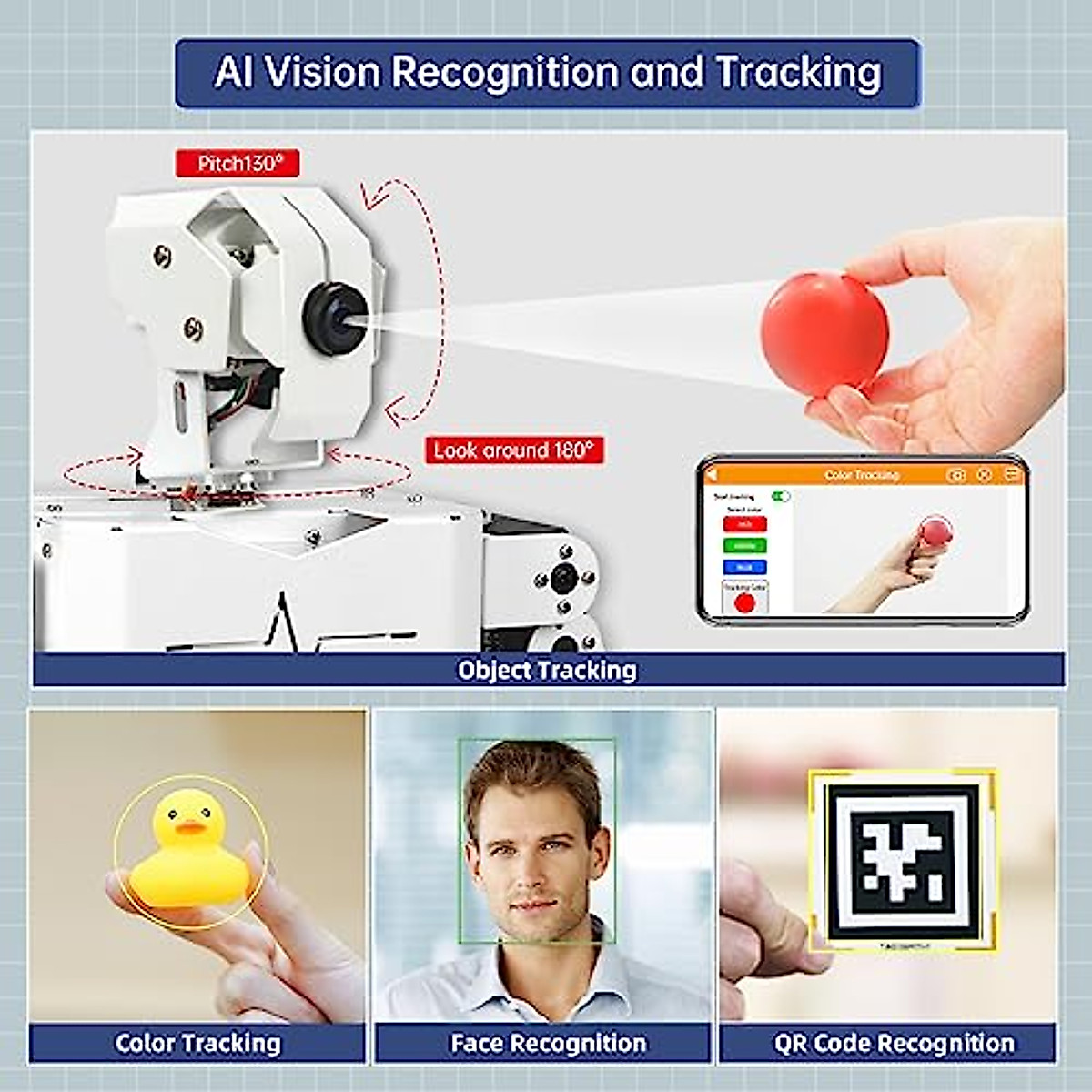 HIWONDER AI Intelligent Visual Humanoid Robot for Raspberry Pi, Supports Python Programming, PC Software, App and VNC Remote Desktop Control DIY Robot Kits for Teens and Adults(Standard Kit)