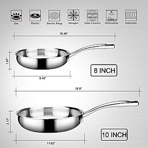 Duxtop Whole-Clad Tri-Ply Stainless Steel Stir-Fry Pan Kitchen Induction Cookware 10 Inches