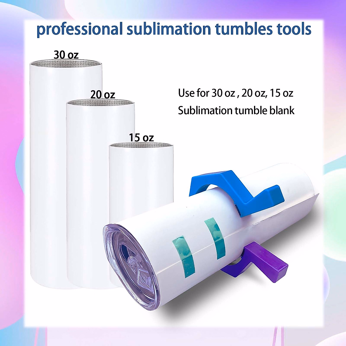 Pinching Tool for Sublimation Tumblers, Pinch Perfect Clamp Grip for 20 23 30 Cup, Pincher for Wrapping Heat Press Paper Cinch Tools, Sub Blanks Tumblers Accessories Holder (Purple Blue2 Pack)