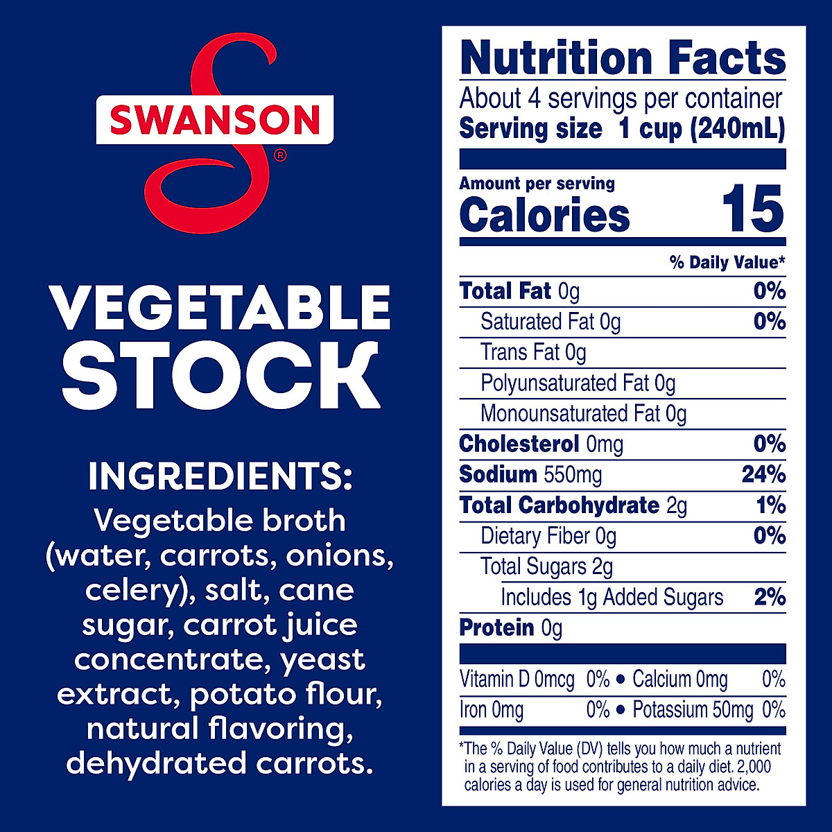 Swanson 100% Natural, Gluten Free Vegetable Stock, 32 oz Carton