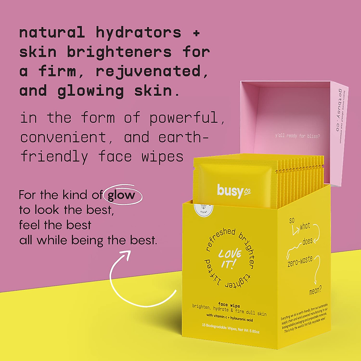 Glow Line Facial Cleansing Wipes - Moisturizing Travel Wet Wipes, Moist Towelettes Individually Wrapped w/Lavender Rose Scent - Organic Wipes & Face Wash Cloth w/Vitamin C & Hyaluronic Acid - 15 ct