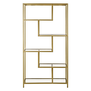 Isla 68'' Tall Rectangular Bookcase in Gold