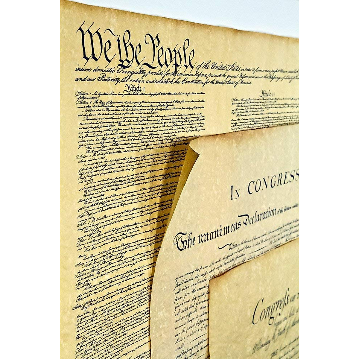 Three Documents of Freedom Constitution, Declaration of Independence, Bill of Rights