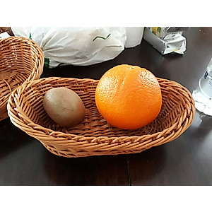 Wicker Bread Basket, Tabletop Woven storage basket, Food Fruit Vegetables Serving, Restaurant Serving Basket (11x7.5x3.9 lnch) (2pcs)
