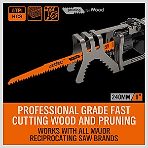 HORUSDY 9-Inch Wood Pruning Reciprocating Saw Blades, 5 Pack, 5TPI Saw Blades