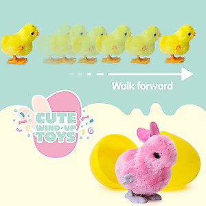 JOYIN 12 Pcs Easter Eggs Filled with Wind-up Toys, Colorful Egg Wind-Up Jumping Chicks and Bunnies for Kids Basket Stuffer, Hunt, Party Favors, Classroom Prize
