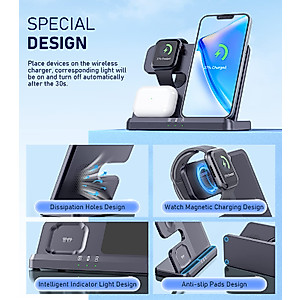 3 IN1 Wireless Charging Station Apple,20W Fast Wireless Charger Stand, iPhone Wireless Charger Station Dock for iPhone14-11/Pro/Max/Mini/X/XR/8/Plus,Airpods Pro/3/2,Apple Watch Series (18W Adapter)