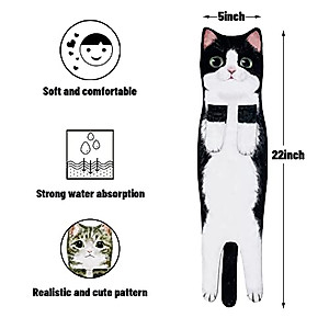 Hawgiman Hand Towels for Bathroom Kitchen,Cute Cat Quick-Dry Hanging Hand Towels Decorative for Bathroom Face Towels,Funny Gifts for Cat Lovers (Black-White)