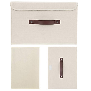 TYEERS Foldable Storage Boxes with Lids 5 Pack Fabric Storage Bins with Lids, Closet Organizers for Clothes Storage, Room Organization, Office Storage, Toys - Beige