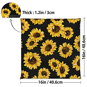 Square Chair Cushion Sunflower Foam Seat Cushion Sunflower Print Chair Pad Slip Resistant Thick and Comfortable Seat Cushion Pads Durable Soft Mat Pad 16 inch x 16 inch