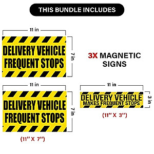 3 Pack Heavy Duty Magnetic Delivery Vehicle Frequent Stops Signs 2(11×7") 1(11"×3") Amazon Delivery Driver Car Sign For Flex Drivers, Doordash, Newspaper Delivery, Reflective At Night UPGRADED