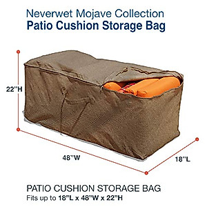 Budge NeverWet Mojave Patio Cushion Storage Bag, Black Ivory, 22" H x 48" W x 18" Deep